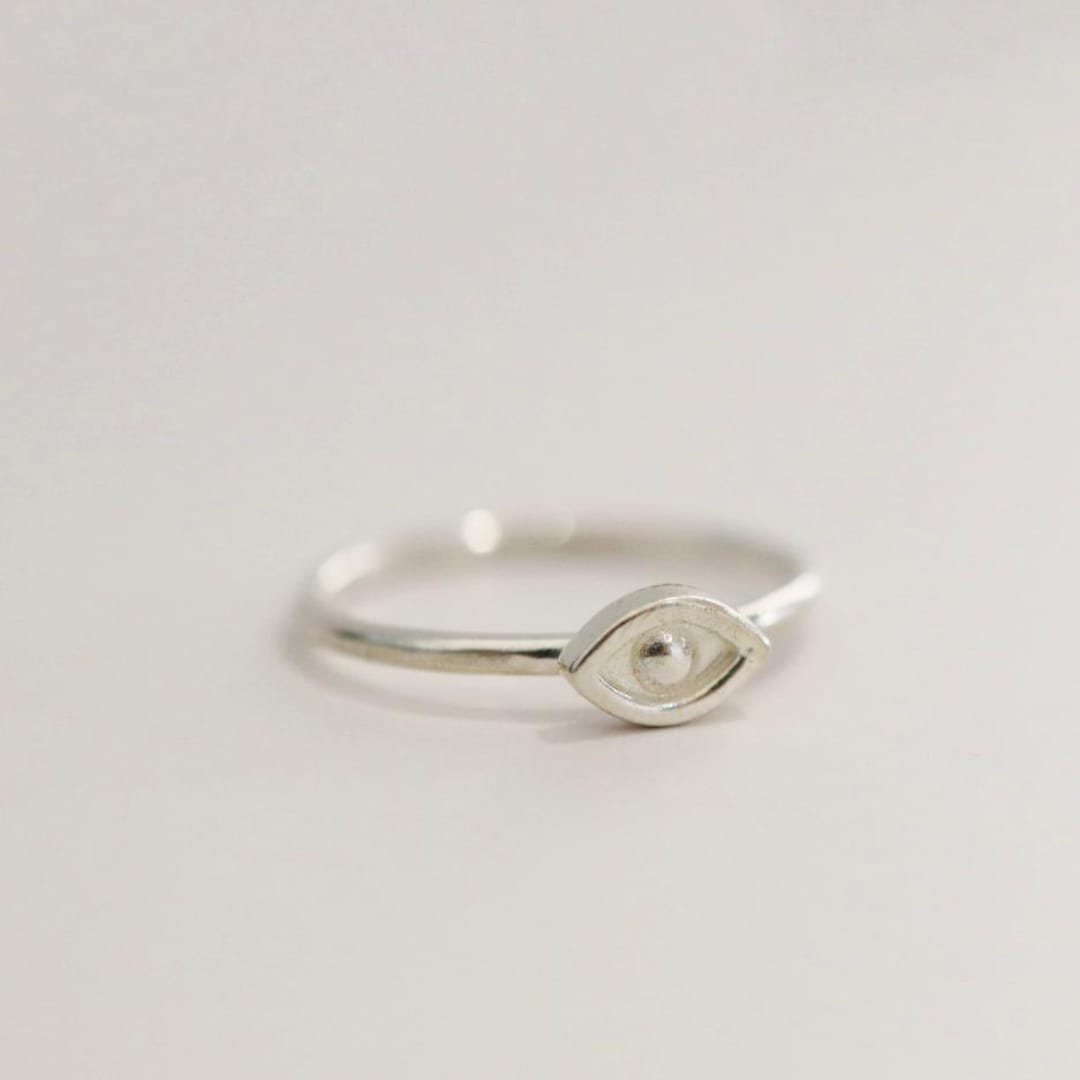 Evil Eye Stacking Ring in Sterling Silver; Eye Ring; Silver Eye Ring; Dainty Silver Eye Ring - Etsy