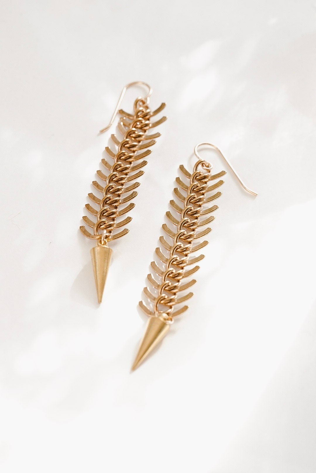 Fishbone Spike Earrings in Gold Spike Earrings Gold Spike - Etsy