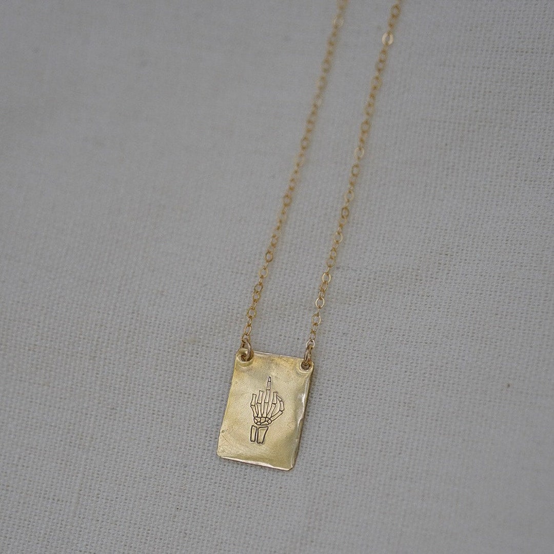 Skeleton Middle Finger Necklace Choose Your Metal Middle - Etsy