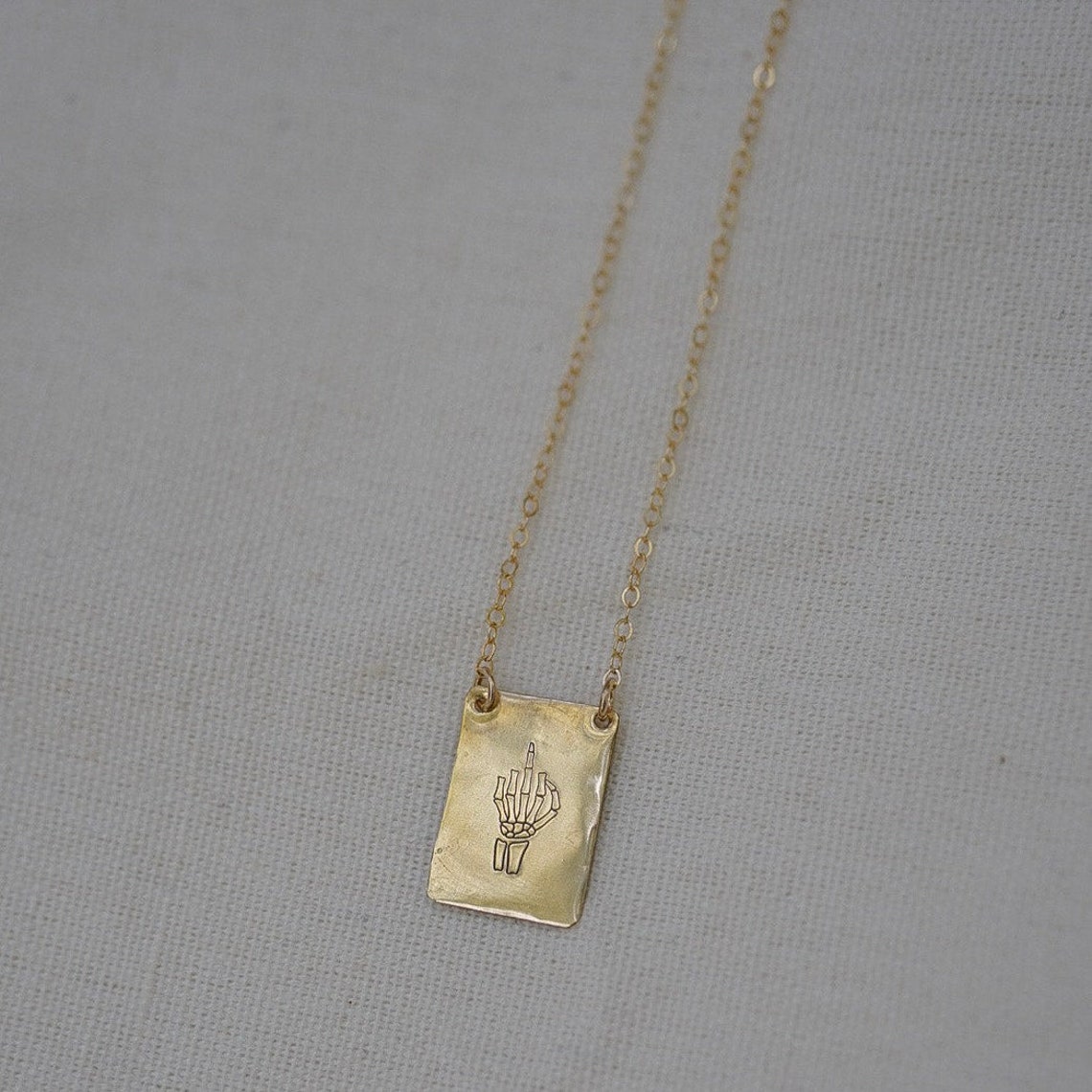 Skeleton Middle Finger Necklace Choose Your Metal Middle - Etsy