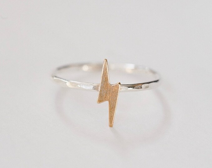 Lightning Bolt Ring Midi Ring Stacking Ring Sterling - Etsy