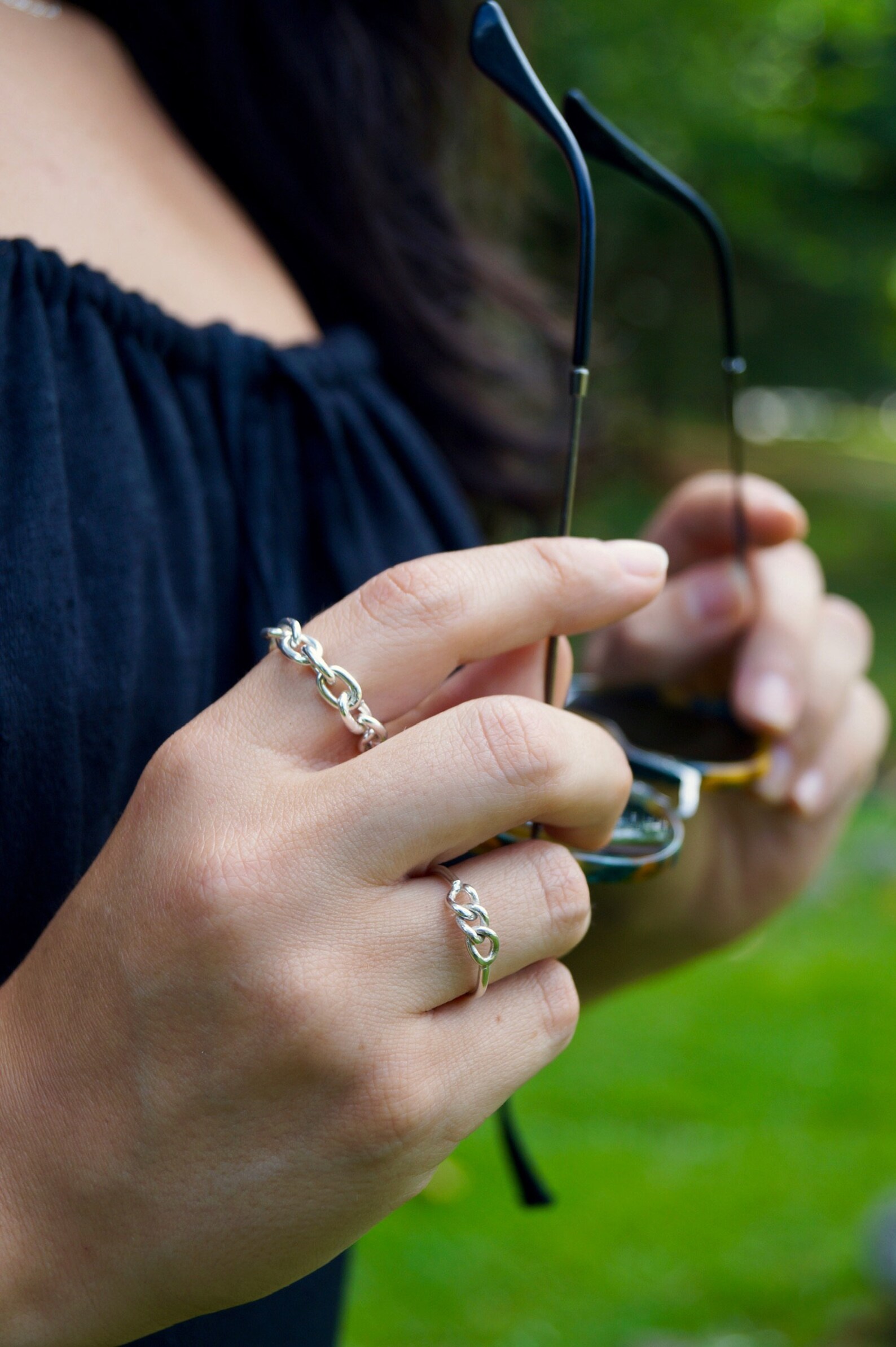 Sterling Silver Chain Ring Sterling Silver Stacking Ring Chain Stacking ...