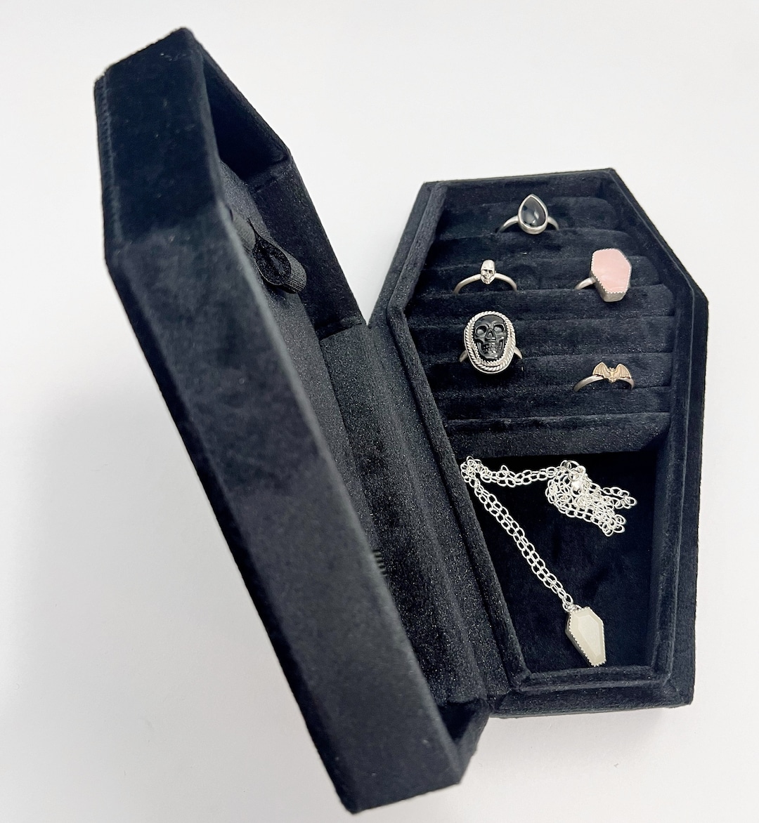 Velvet Coffin Jewelry Box: Spooky Ring & Necklace Organizer - Etsy