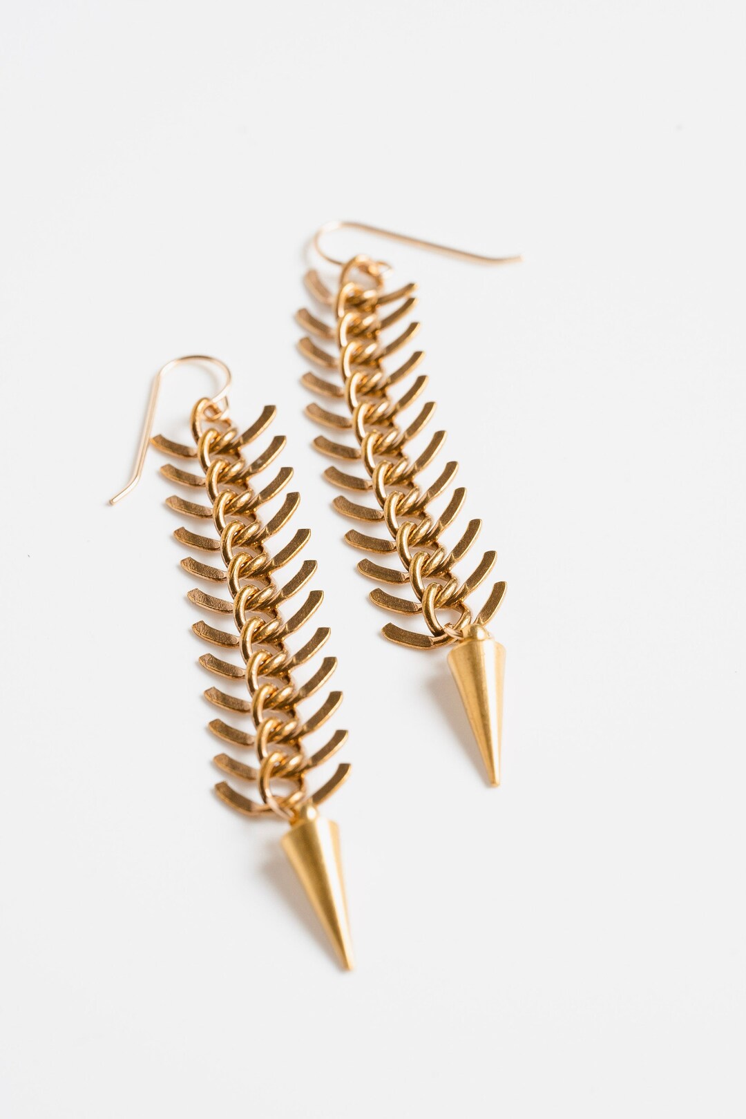 Fishbone Spike Earrings in Gold Spike Earrings Gold Spike - Etsy