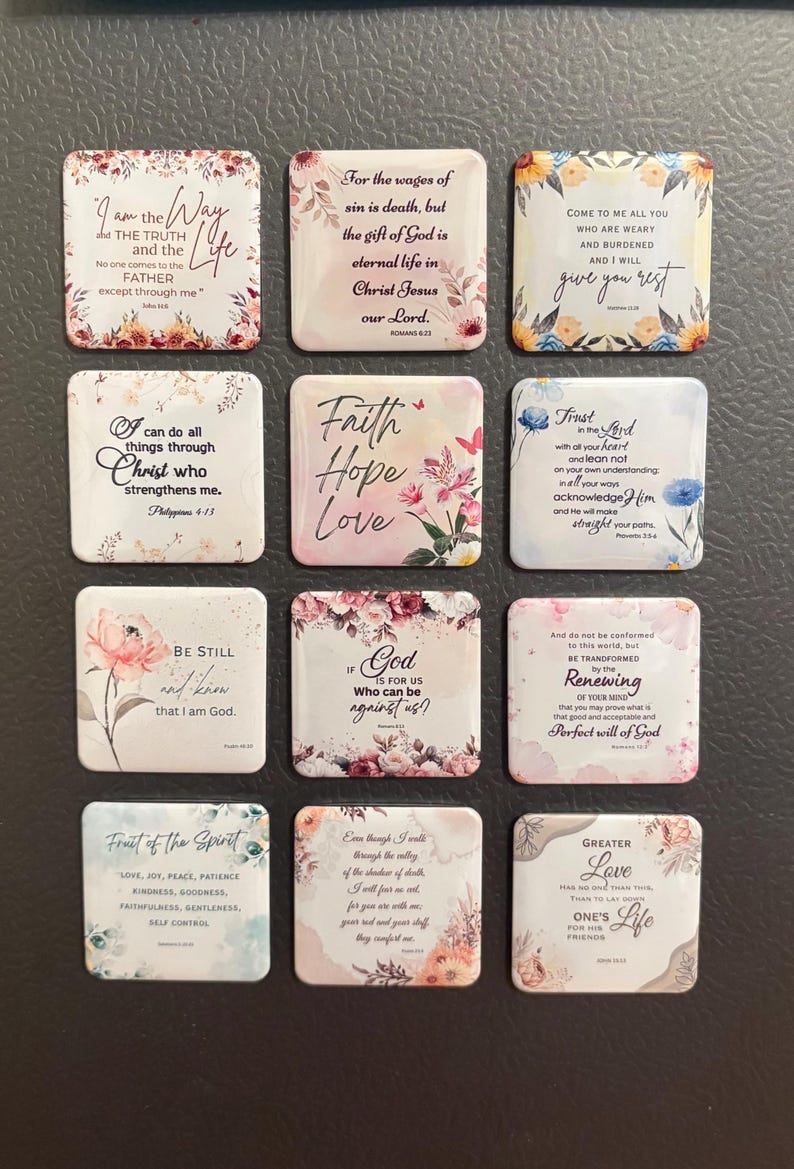 Set of 12 Fridge Magnets Bible Verses Scripture - Etsy