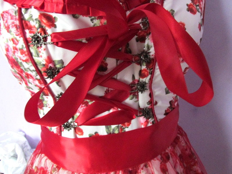 Play Wench Cosplay Ruffles Floral Satin Ribbon Role Peasant - Etsy UK