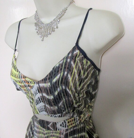 Patterned Strappy Cut Out Belly Dress. Bust 32. Waist | Etsy