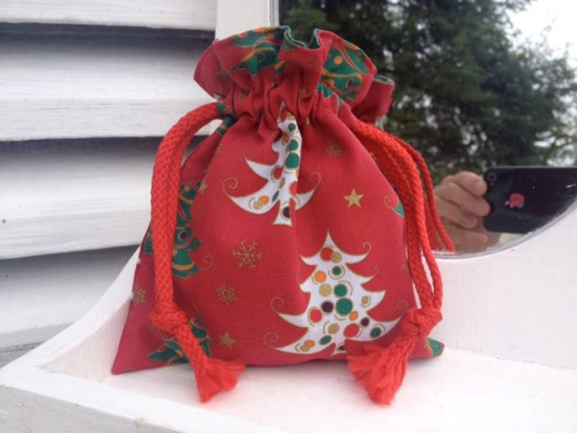 Red Christmas Tree Design Bag With Drawstring Gift Bag - Etsy