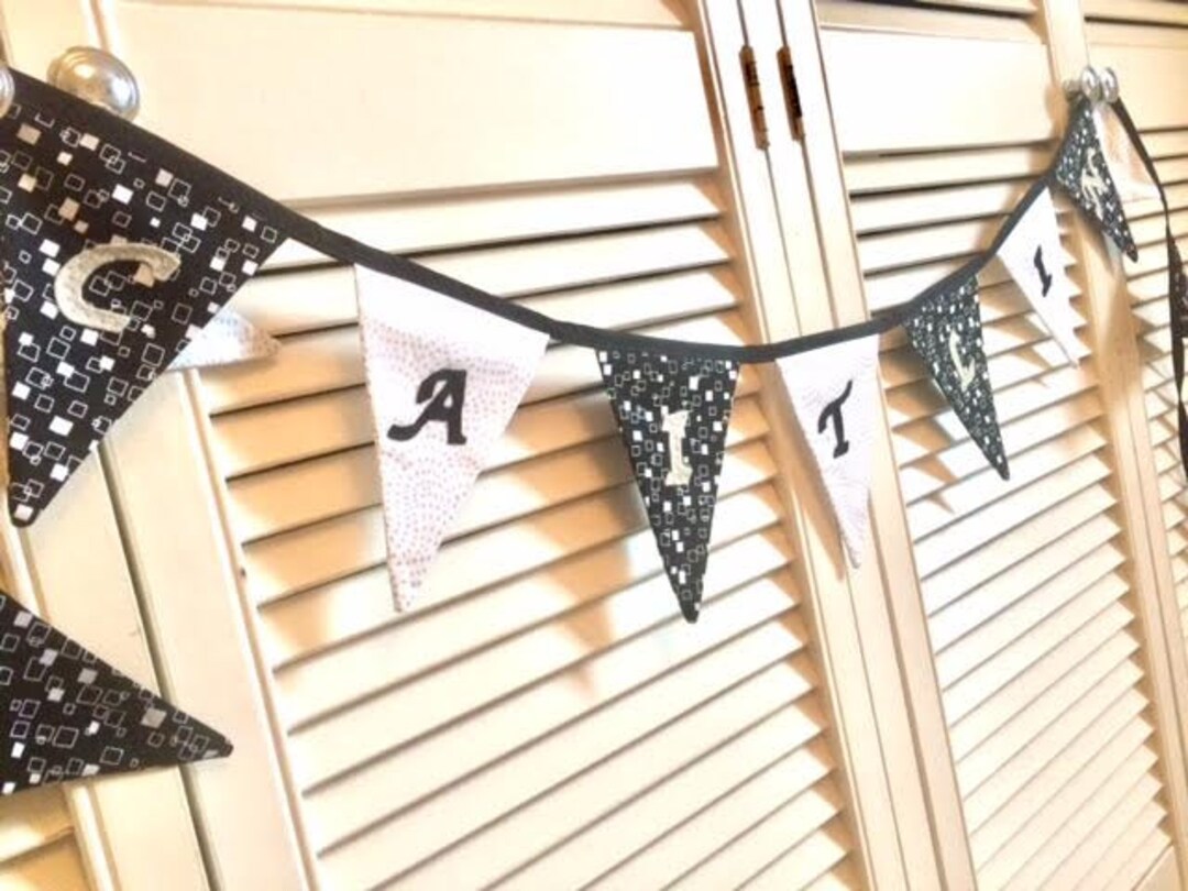 Personalised Bunting for Girls or Boys, Birthday Gifts. Black, White ...