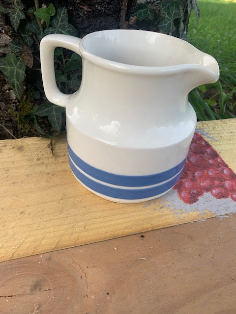 Vintage Irish Jug Carrigaline Potteries, Blue and White Stripe 1970s - Etsy