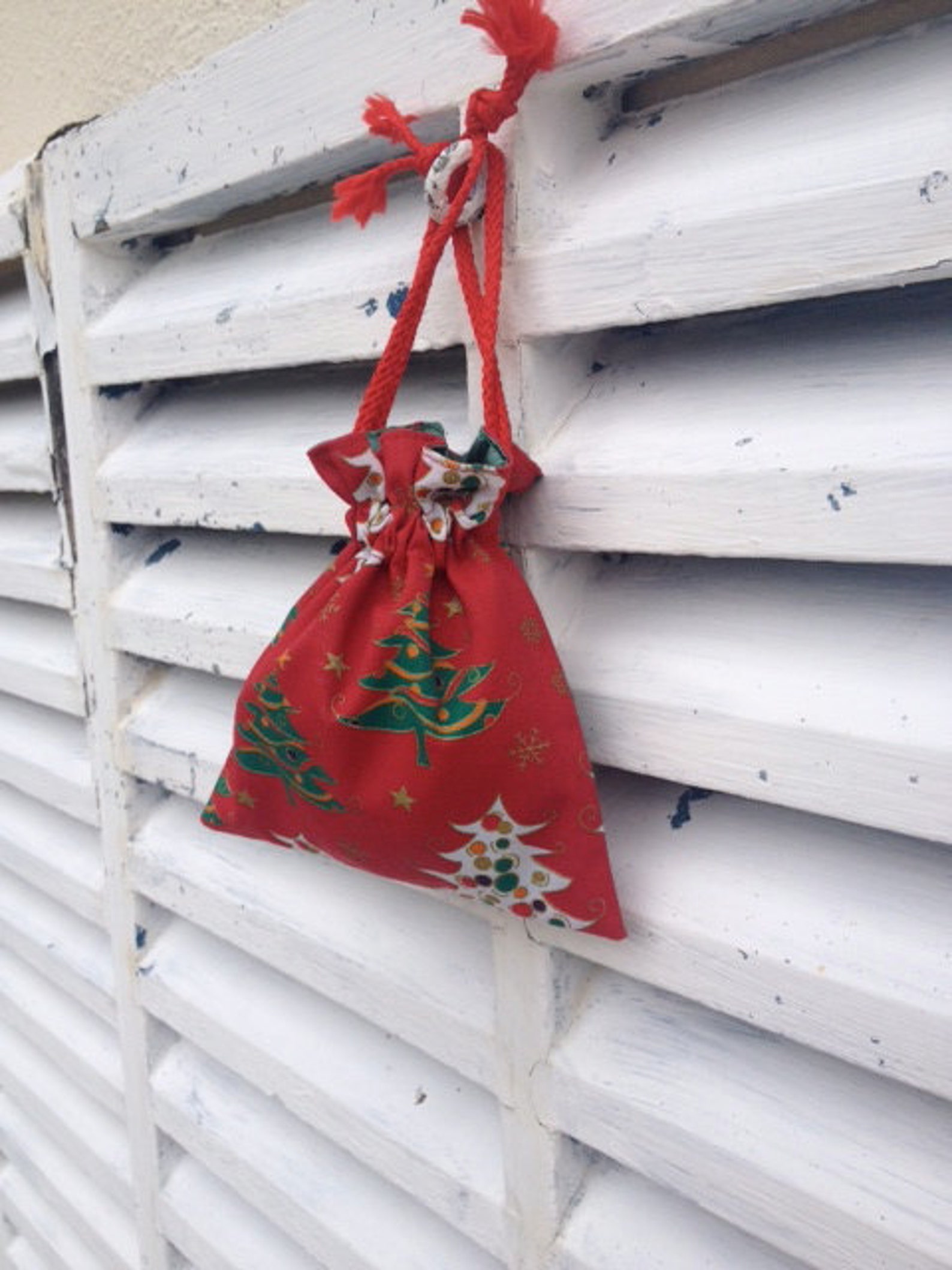 Red Christmas Tree Design Bag With Drawstring Gift Bag - Etsy