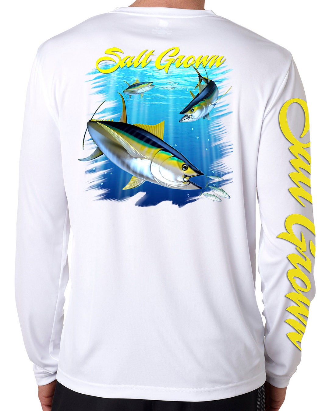 Salt Grown Saltwater Microfiber Uv Long Sleeve Fishing T Shirt Yellow ...