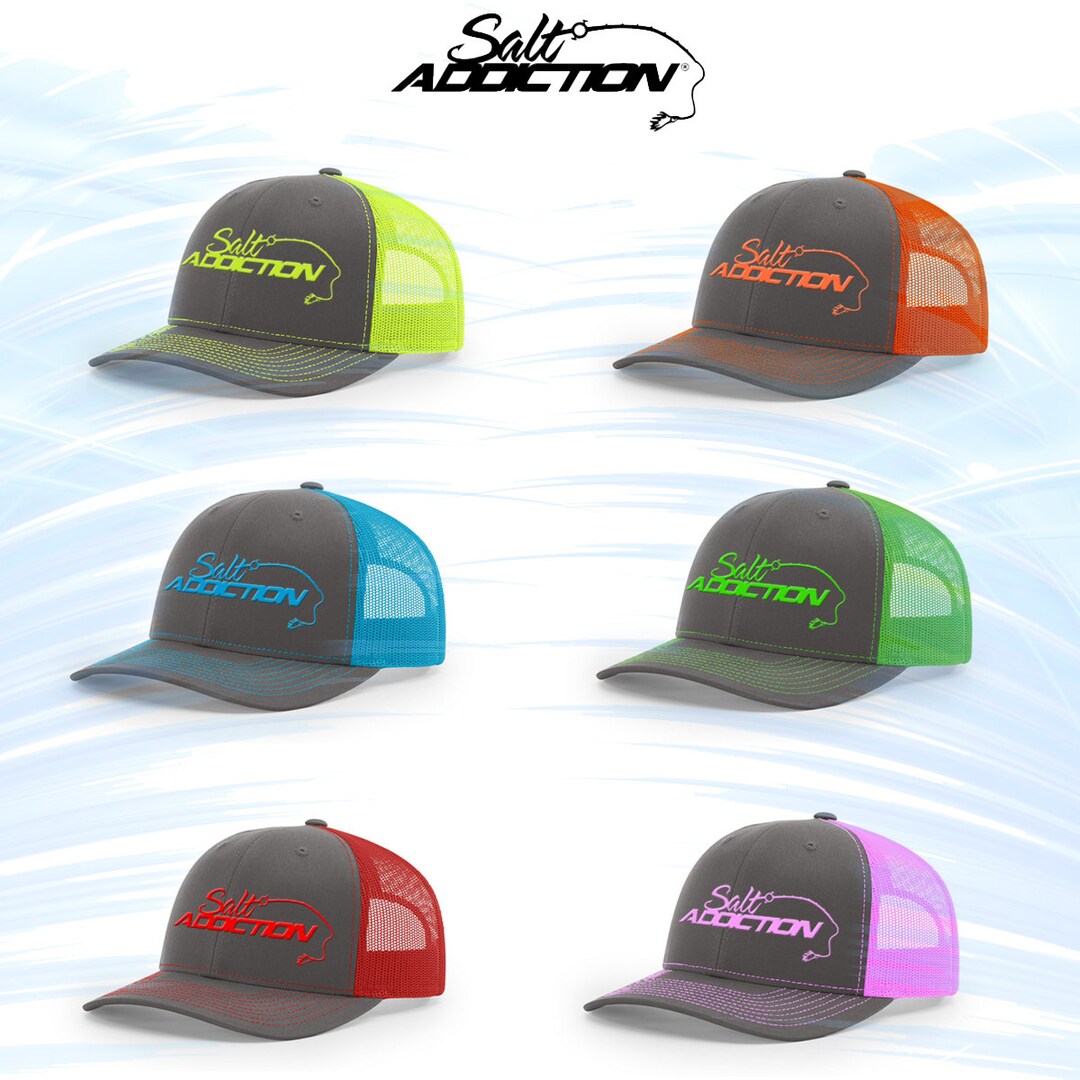 Salt Addiction Saltwater Logo Fishing Hat Cap Permit Flats Ocean Rod ...