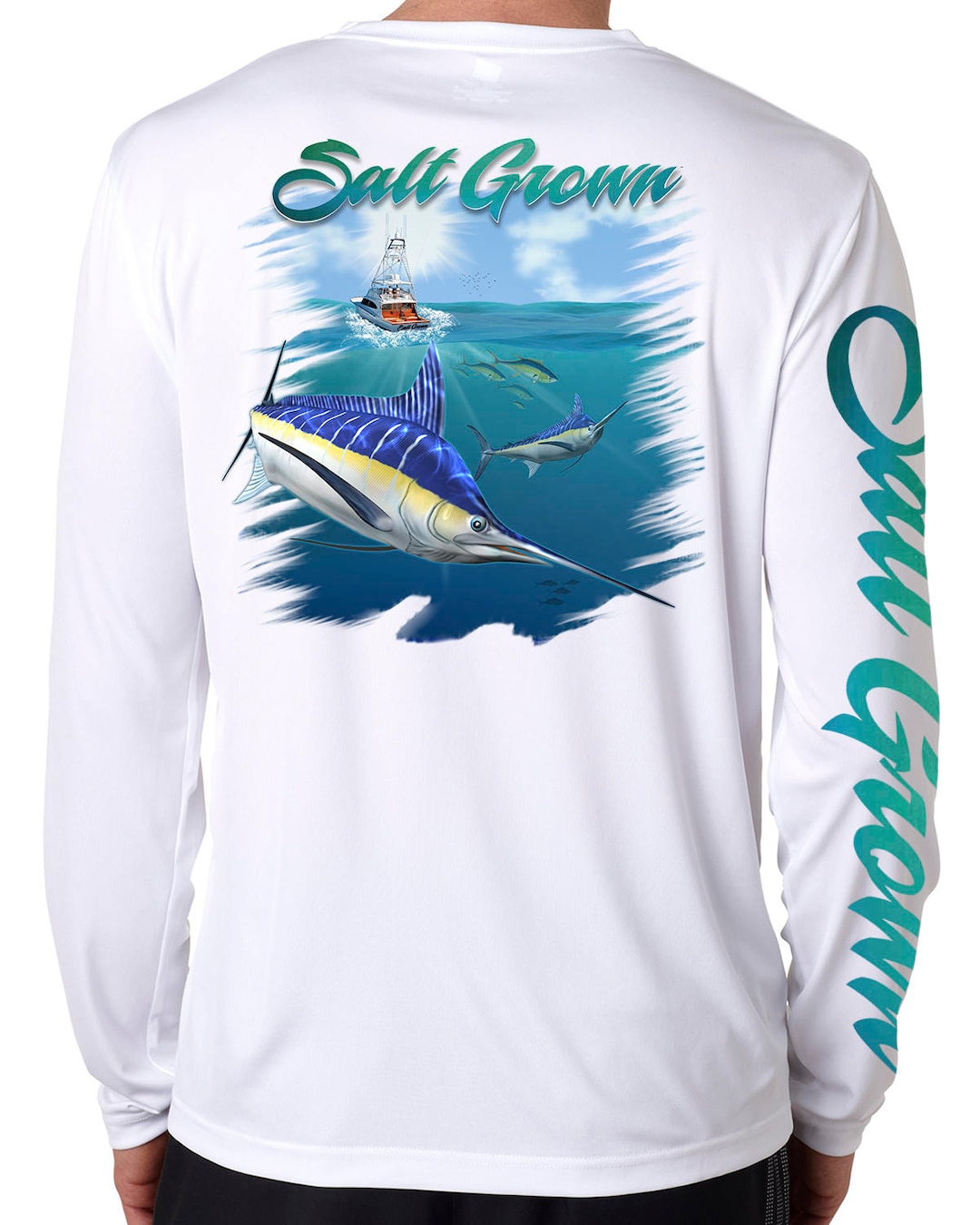 Salt Grown Saltwater Microfiber Uv Long Sleeve Fishing T Shirt Trolling ...