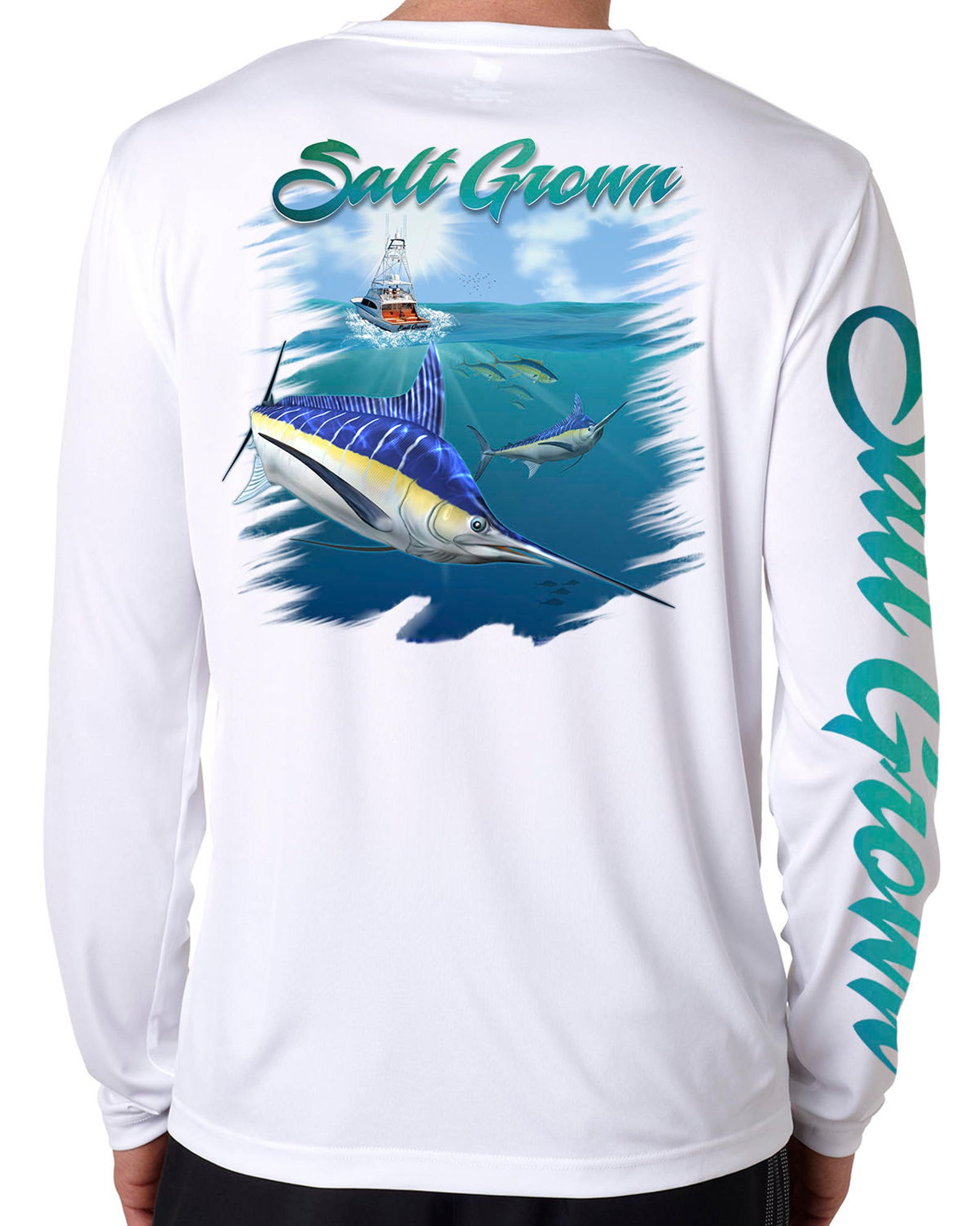 Salt Grown Saltwater Microfiber Uv Long Sleeve Fishing T Shirt Trolling ...
