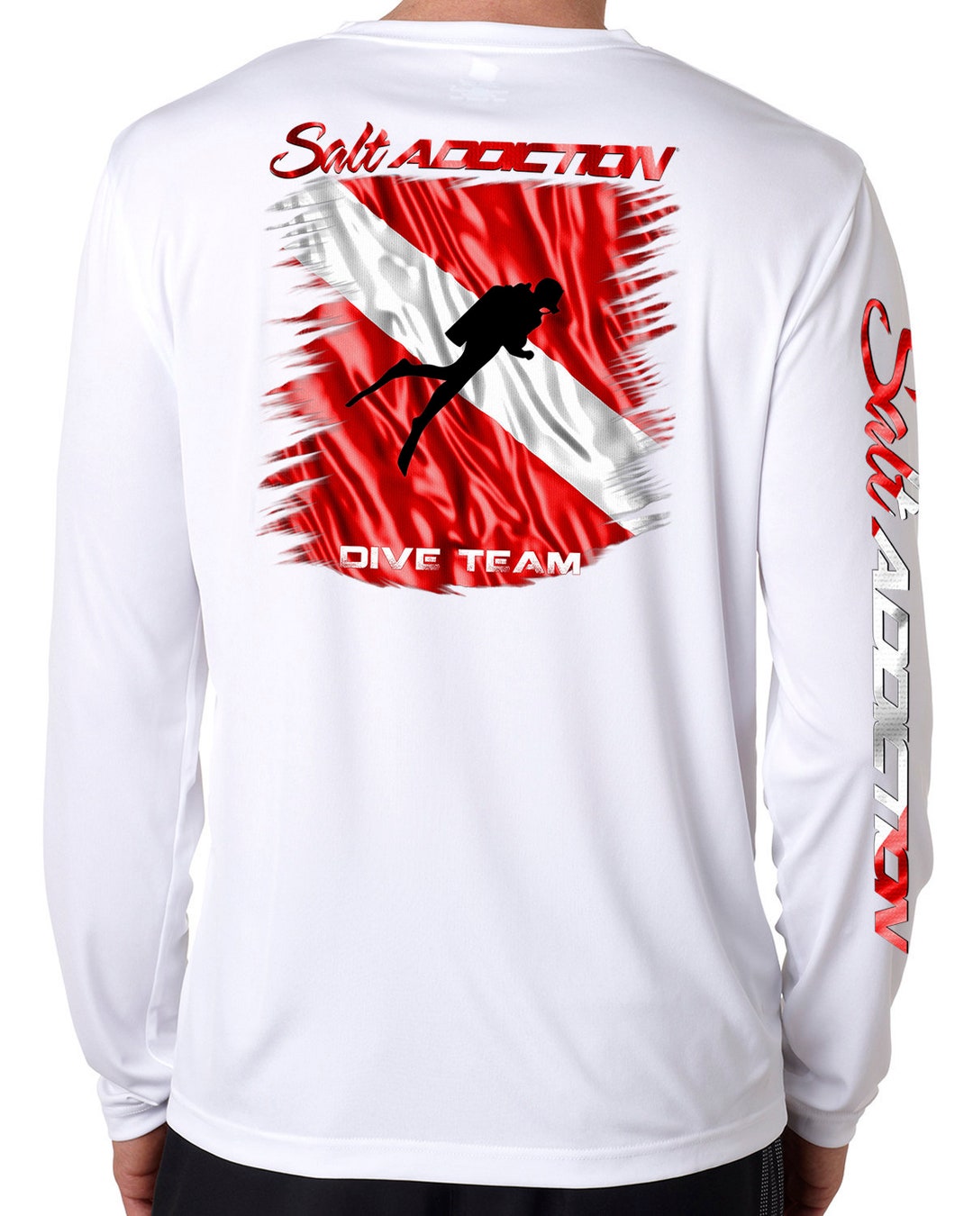 Salt Addiction T Shirt Saltwater Microfiber Uv Long Sleeve Dive Flag ...