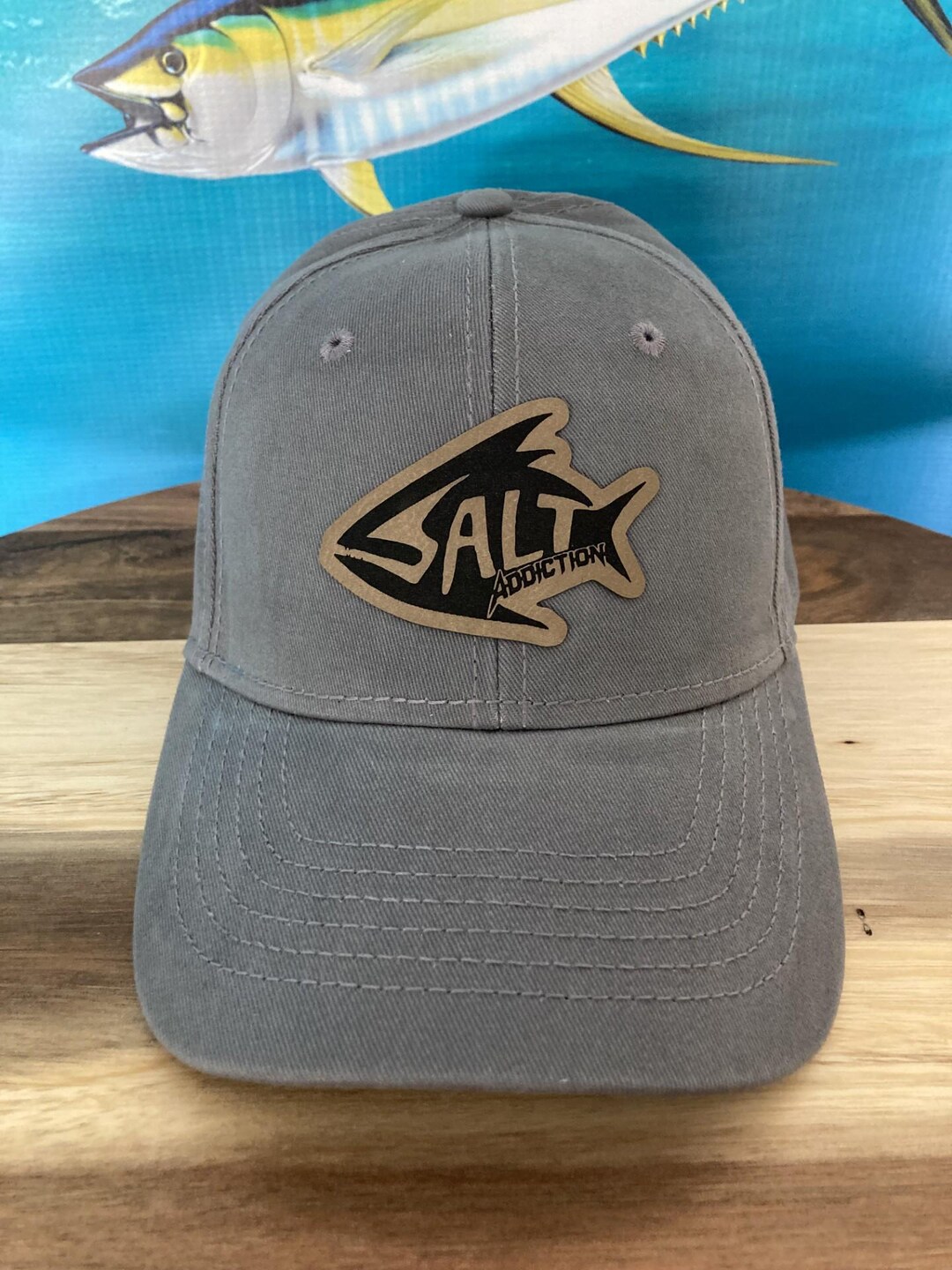 Salt Addiction Logo Leather Fishing Hat With Buckle Adjustment - Etsy
