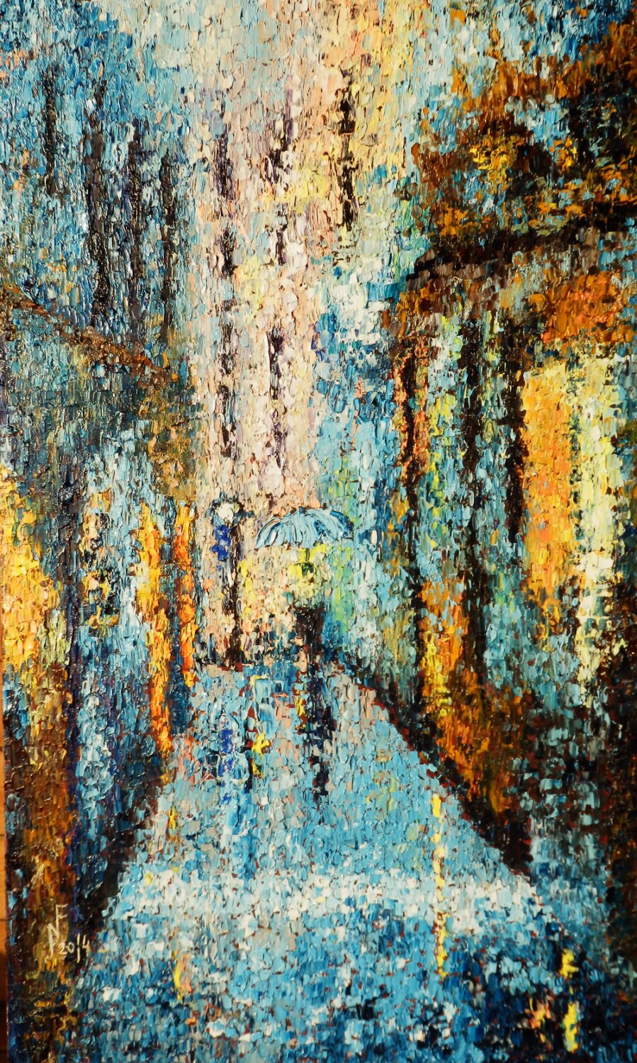 Abstract. Original Large Oil Painting .rain in the City - Etsy