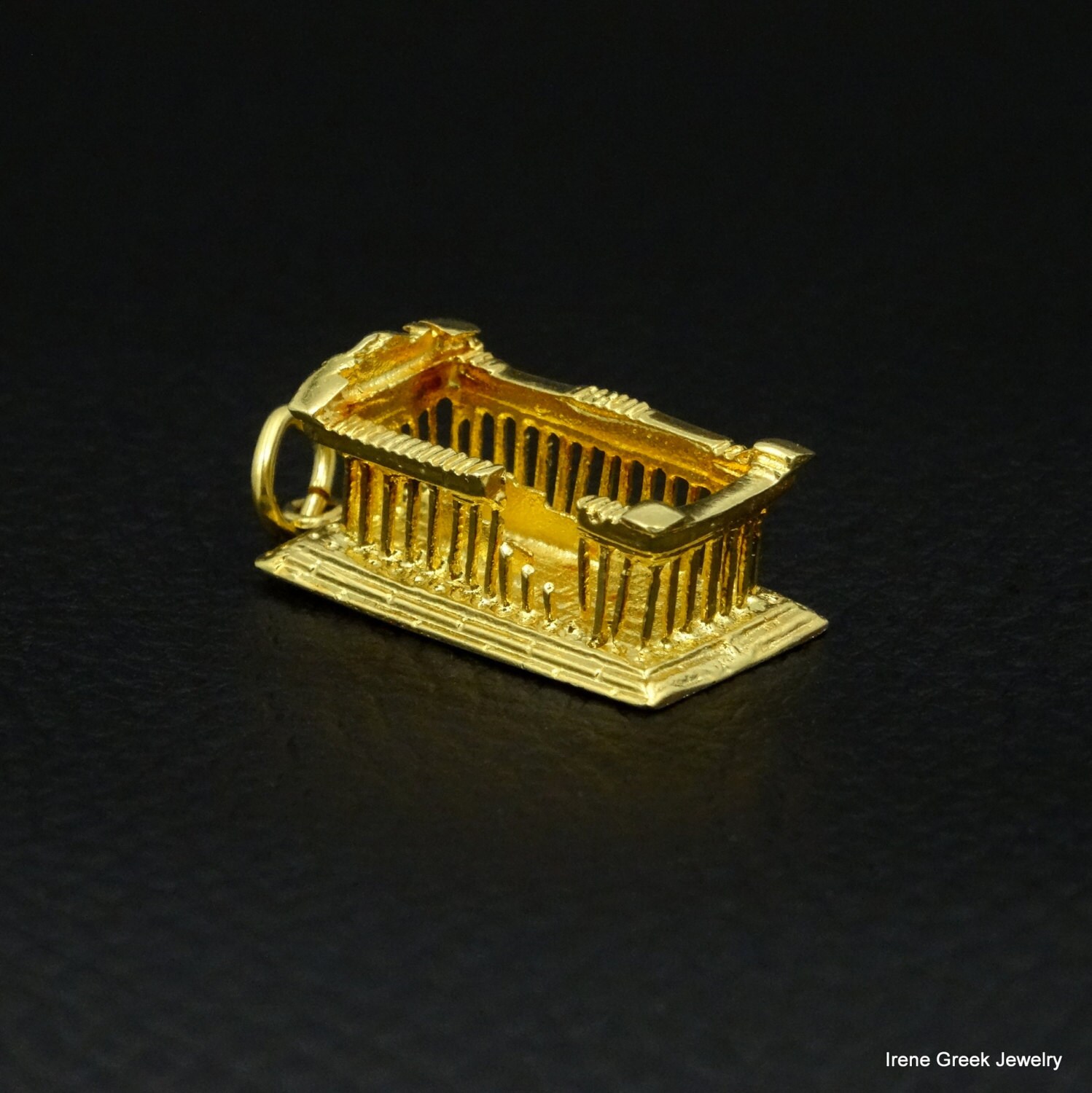 Parthenon Temple Charm Pendant 18K Solid Yellow Gold Greek - Etsy