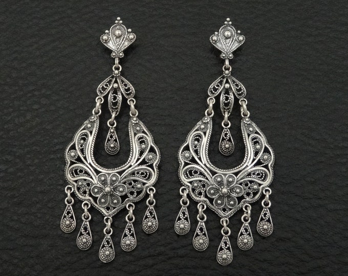 Filigree Earrings Medieval Style 925 Sterling Silver Greek - Etsy