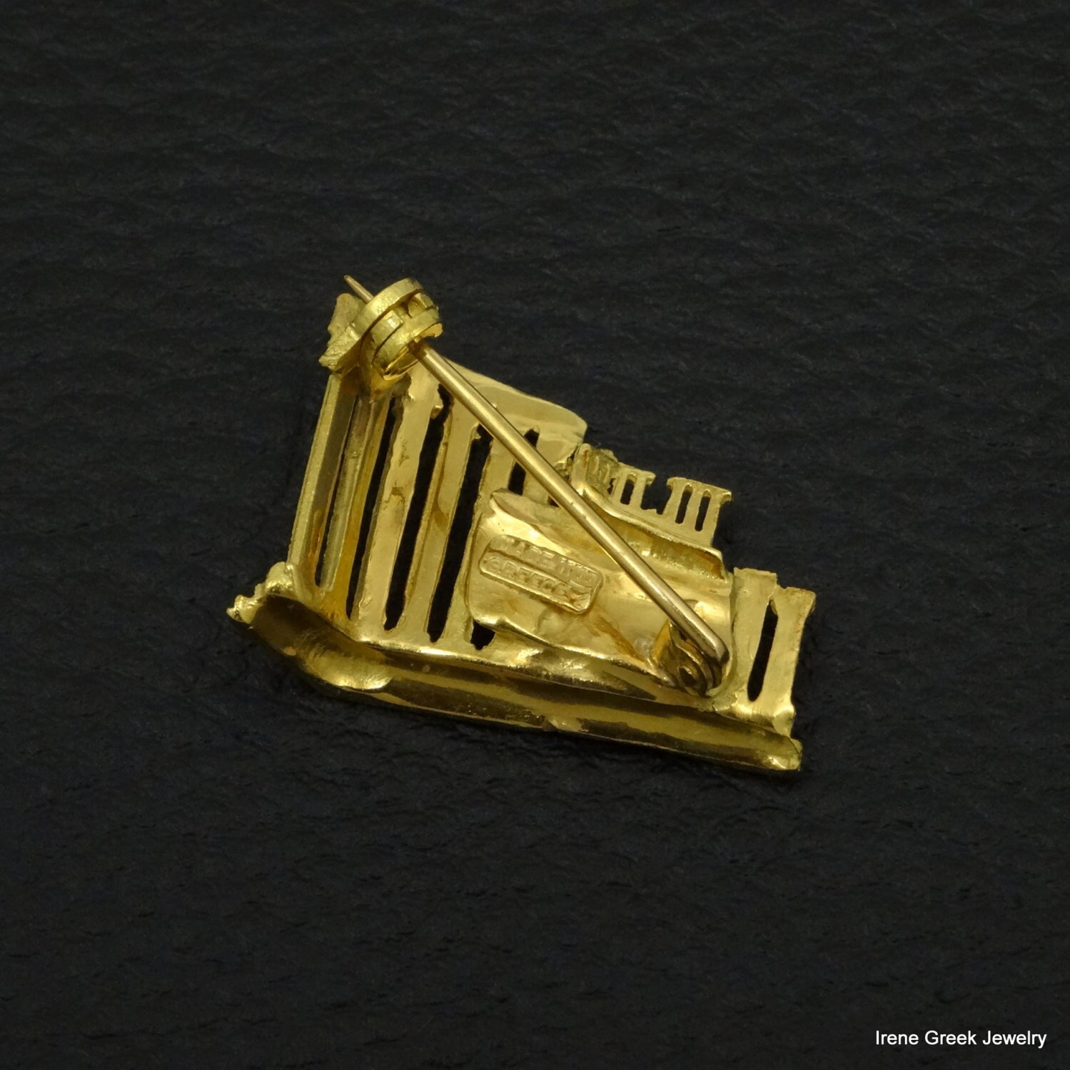 Akropolis Temple Brooch 18K Solid Yellow Gold Greek Handmade - Etsy