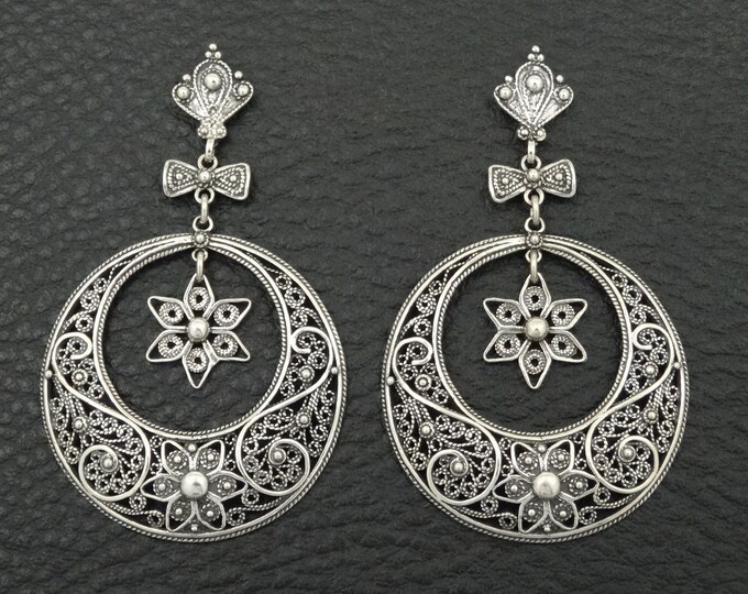 Filigree Medieval Earrings 925 Sterling Silver Greek Handmade - Etsy