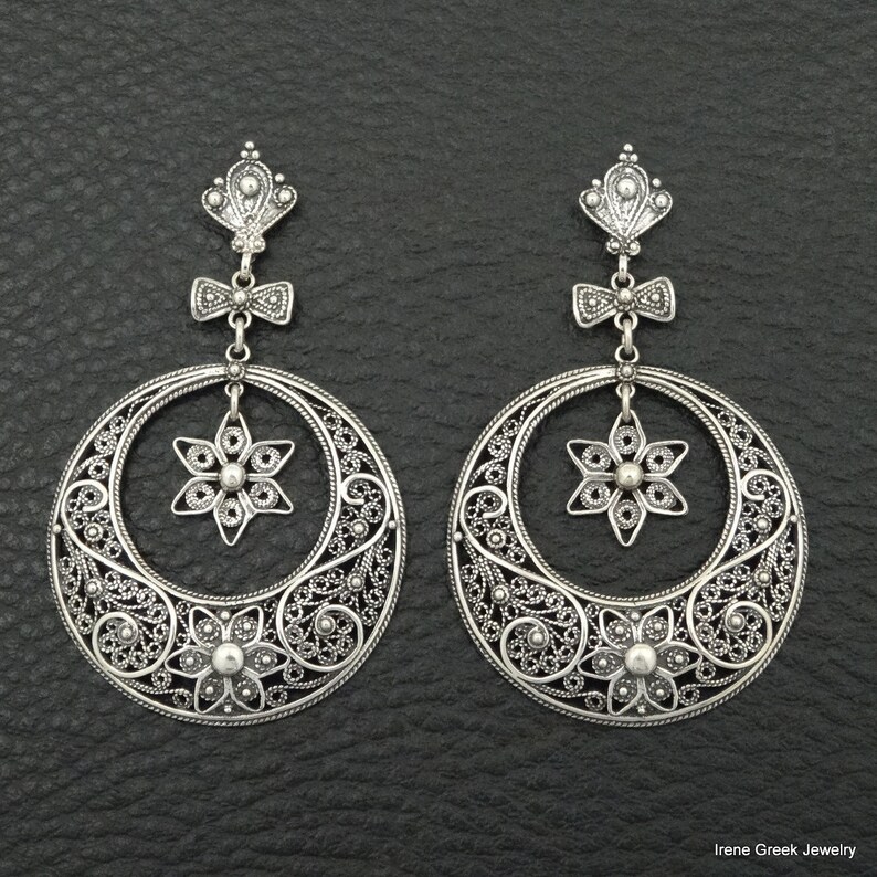 Filigree Medieval Earrings 925 Sterling Silver Greek Handmade | Etsy