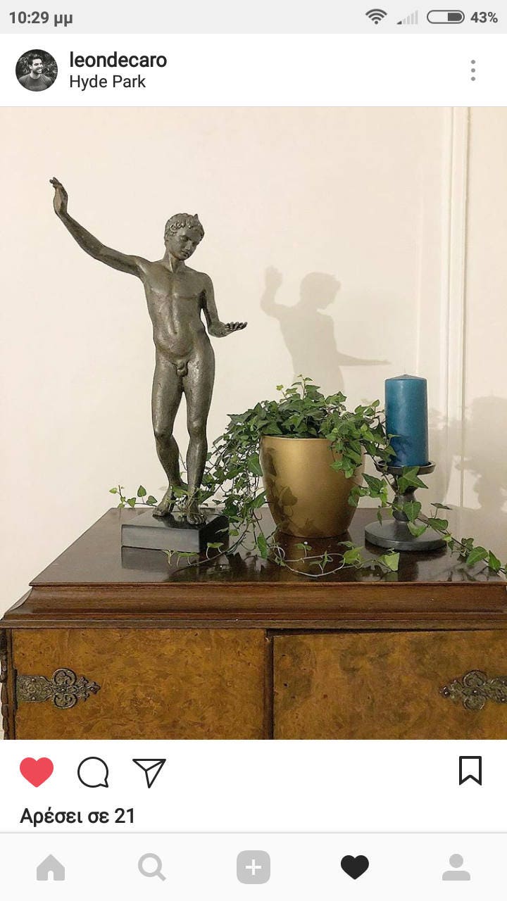 BIG Marathon Boy Sculpture ,verdigris Effect of Greek Resin Casting of ...
