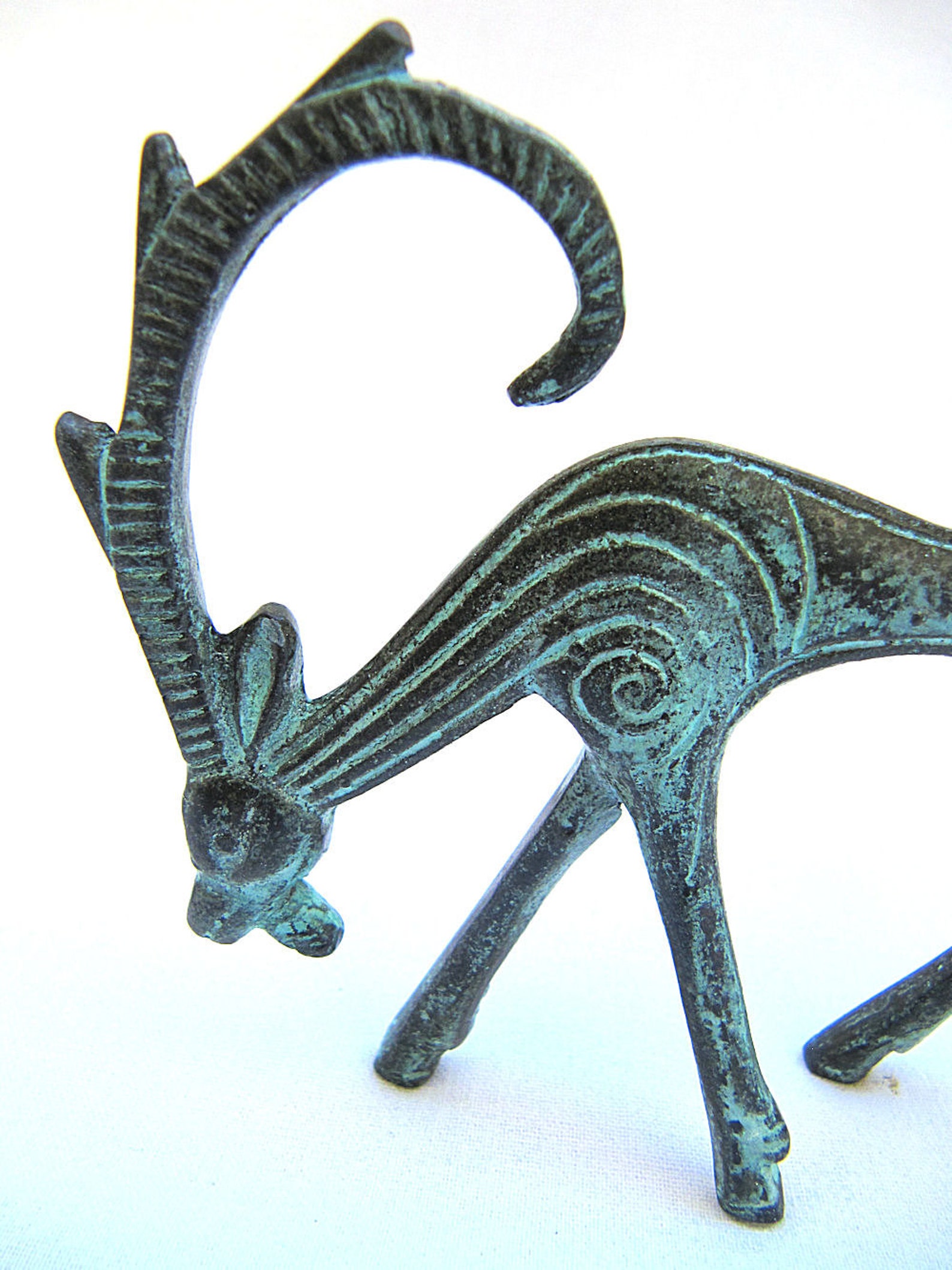 Greek Bronze Decorative Geometric Ibex, Greek Art, Museum Reproduction ...