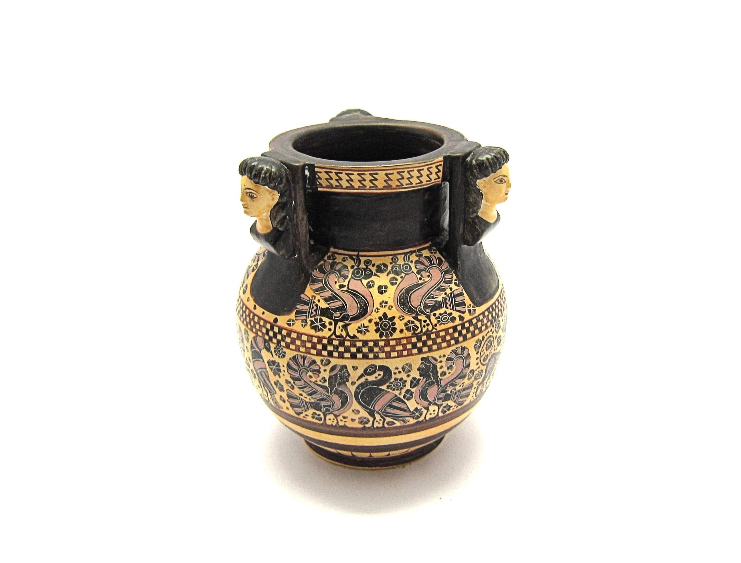 Greek Vase ,corinthian Round Body Pyxis , Reproduction From National ...