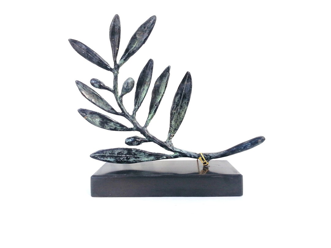Olive Branch Bronze Greek Sculpture , Verdigris Patina Sculpture Κλαδι ...