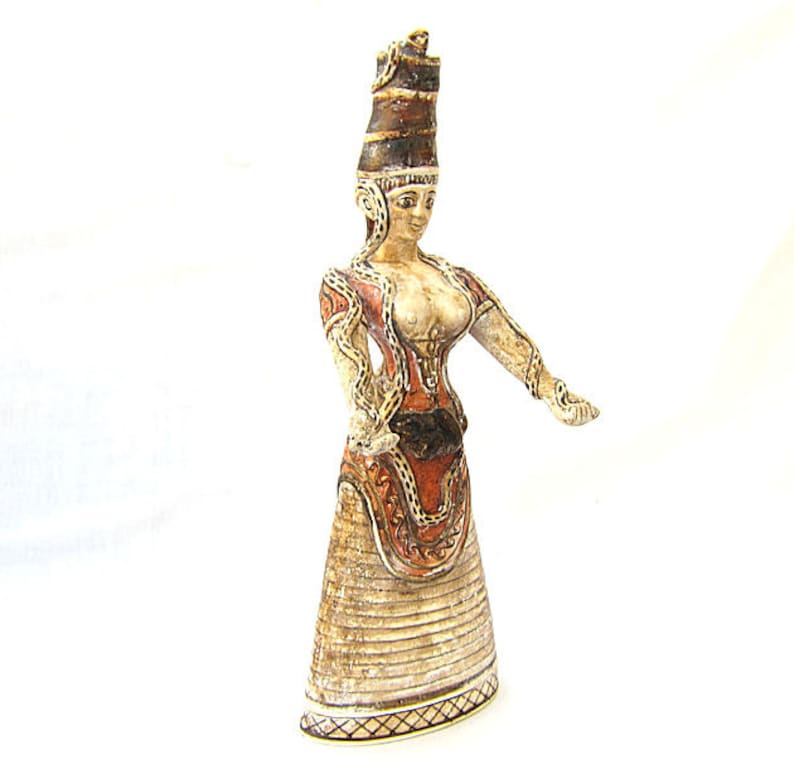 Minoan Goddess of Snakes , Crete Statuette of Mother of Snakes ...