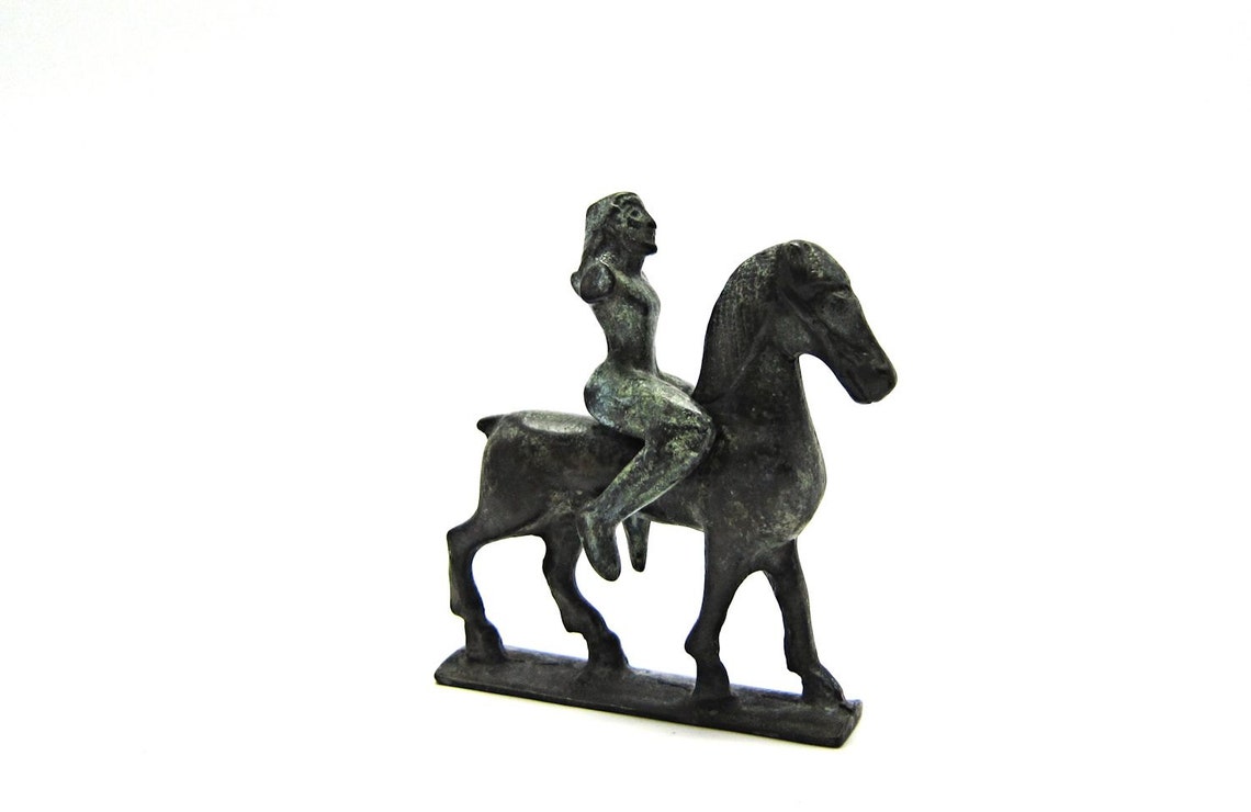 Louvre , Museum Quality Replica Bronze Figurine of a Horse With a Rider ...