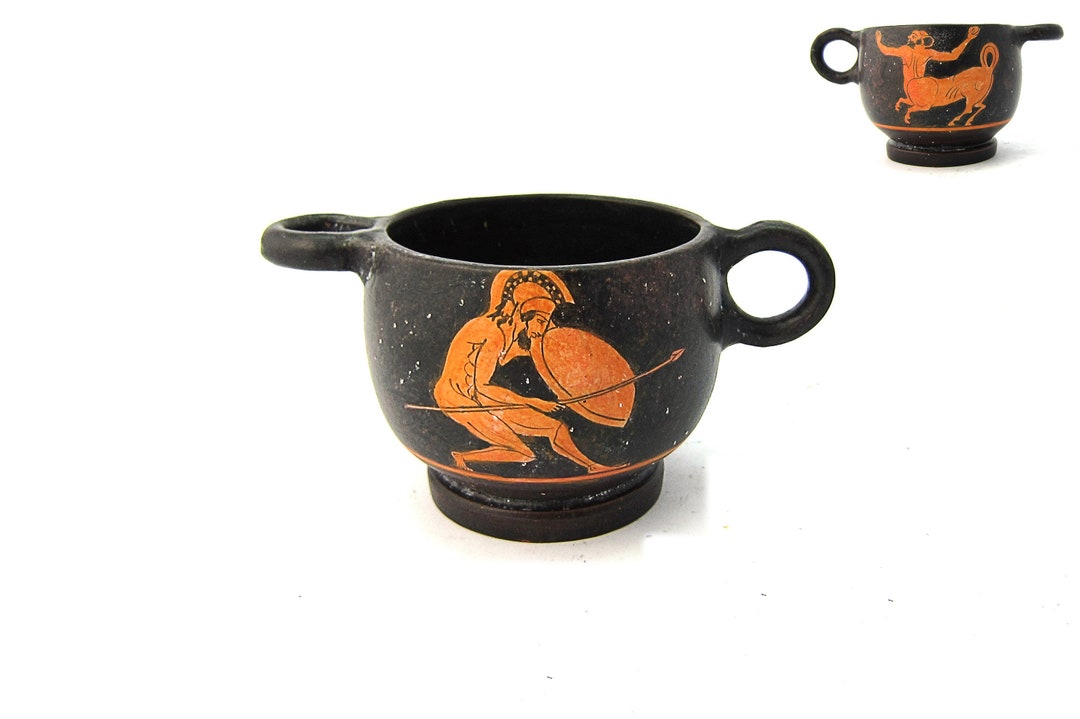 Greek Vase , Attic Red Figure Warrior and Centaur Skyphos ...