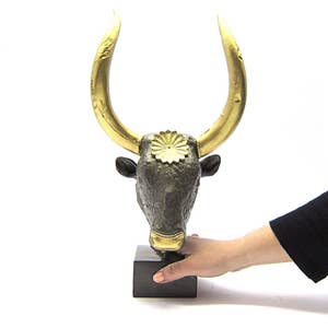 Greek Resing Casting of Mycenaean Bull Head Rhyton Type With Verdigris ...