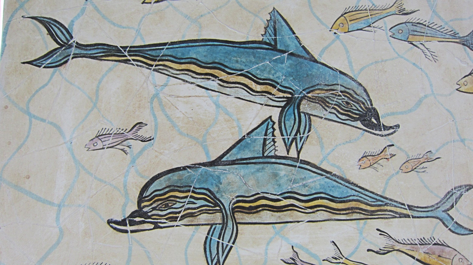 Minoan Dolphins Fresco Painting From Knossos Palace Crete | Etsy