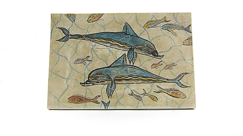 Minoan Dolphins Fresco Painting From Knossos Palace Crete | Etsy