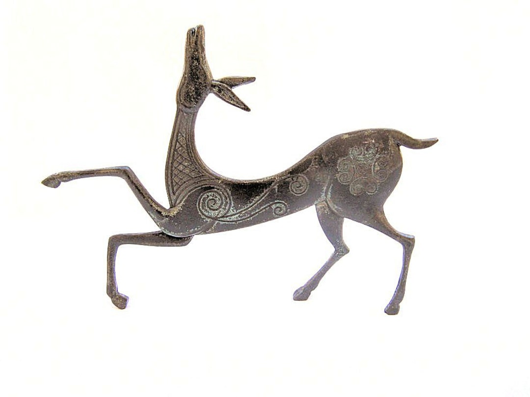 Ancient Greek Sculpture Geometric Bronze Deer , Christmas Gift Decor ...