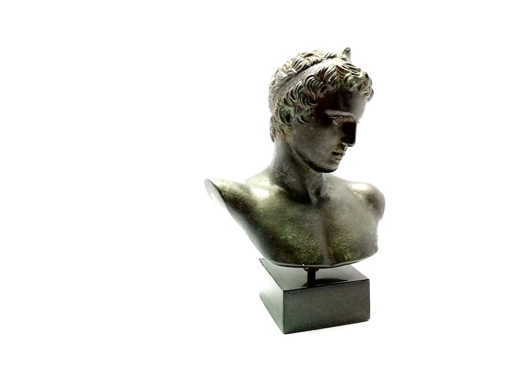 Bust of Marathon Boy Sculpture ,verdigris Effect of Greek Stone Cast of ...
