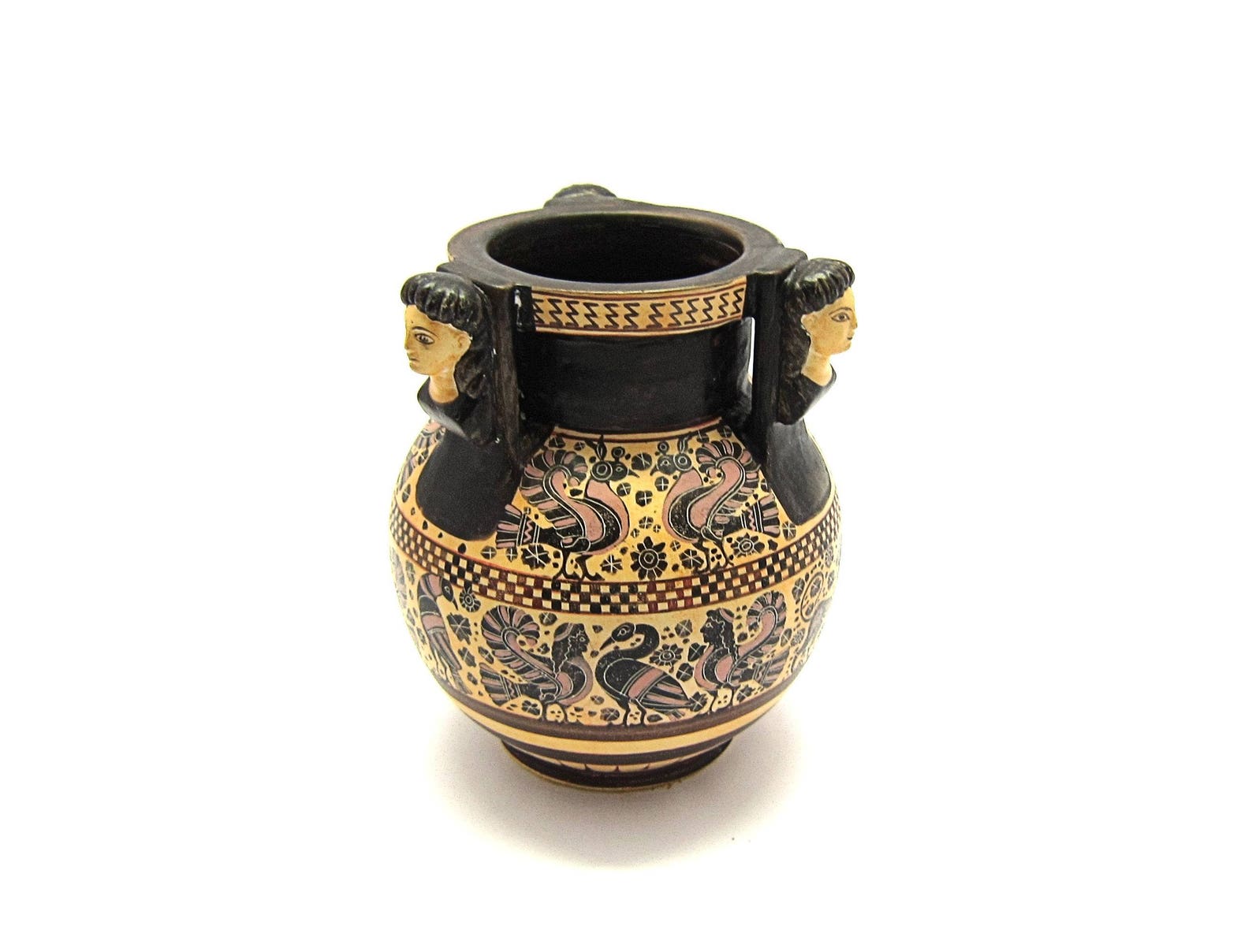 Greek Vase ,corinthian Round Body Pyxis , Reproduction From National ...