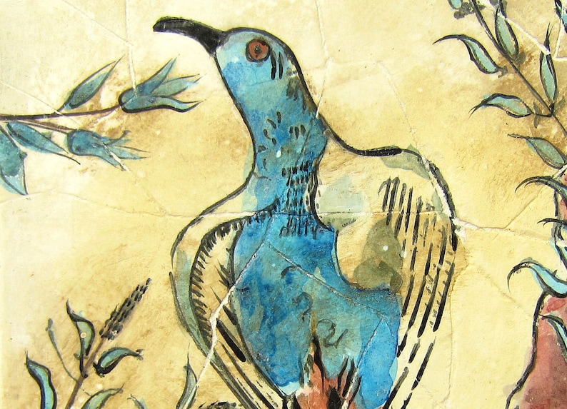 Minoan Blue Bird Fresco Painting From Crete Knossos Palace , Museum ...