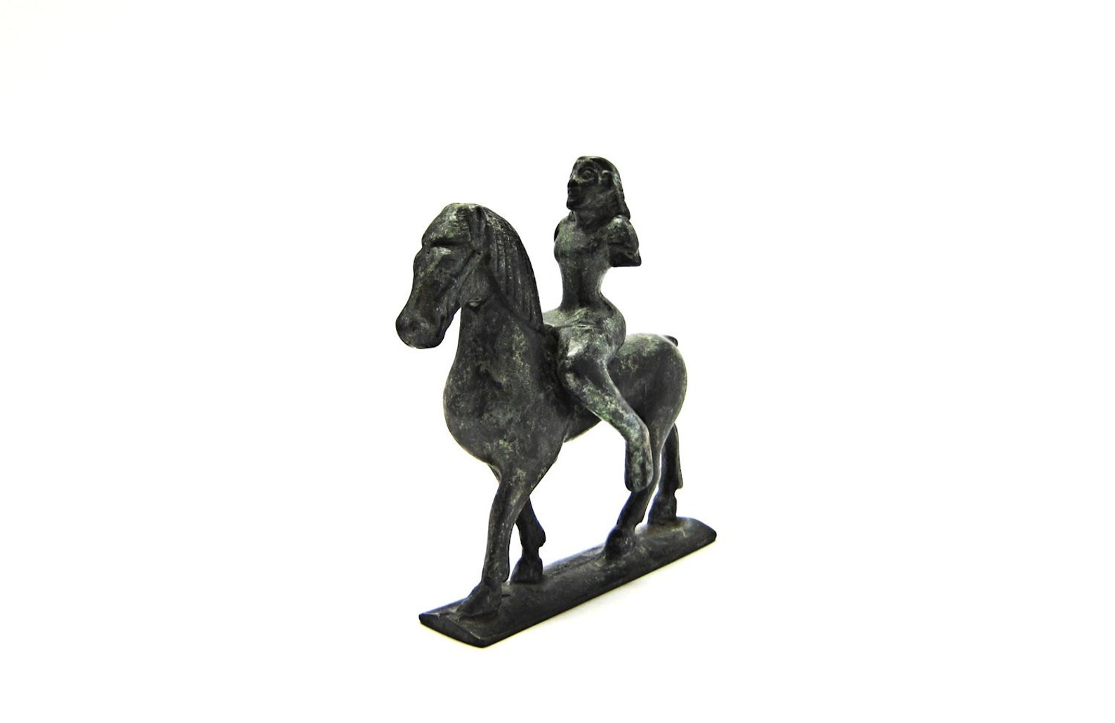 Louvre , Museum Quality Replica Bronze Figurine of a Horse With a Rider ...