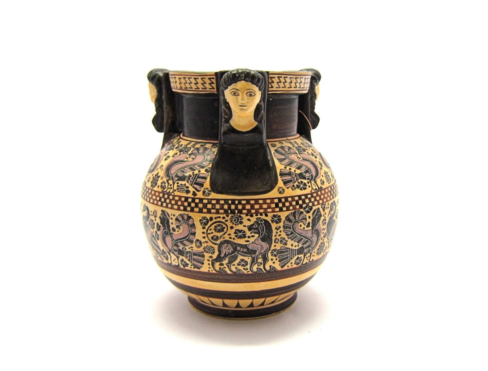 Greek Vase ,corinthian Round Body Pyxis , Reproduction From National ...