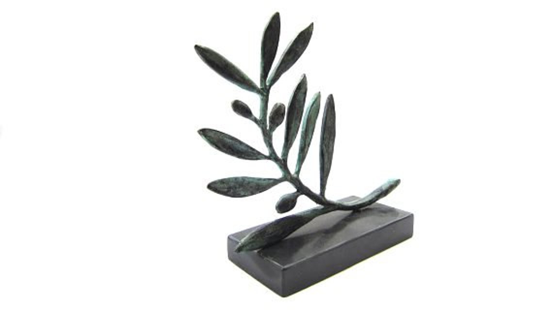 Olive Branch Bronze Greek Sculpture , Verdigris Patina Sculpture Κλαδι ...