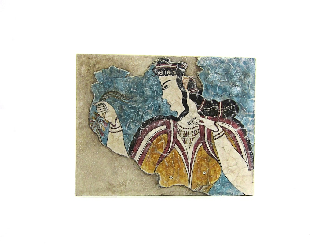 Big Fresco of Mycenaean Lady Reproduction From National Archaeological ...