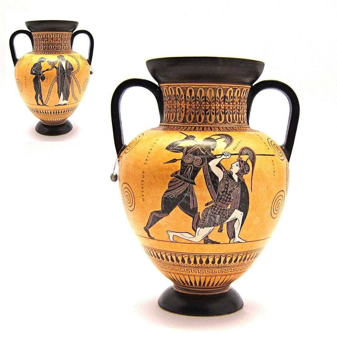 Greek Vase , Black Figure Amphora of Achilles and Penthesileia by ...