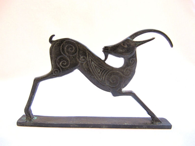 Greek Ancient Bronze Sculpture Ibex Geometrical - Etsy