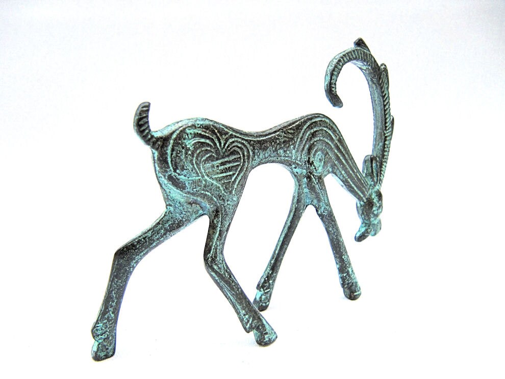 Greek Bronze Decorative Geometric Ibex, Greek Art, Museum Reproduction ...