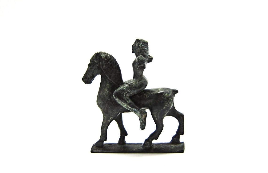 Louvre , Museum Quality Replica Bronze Figurine of a Horse With a Rider ...