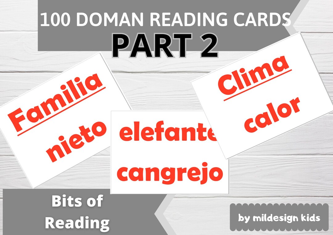 Part 2- Red Word Cards, Spanish, 100 Words, Glenn Doman, Reading Method ...